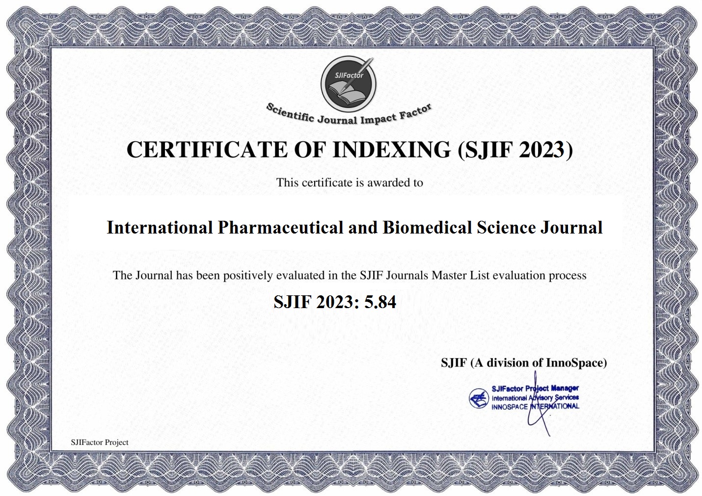 International Pharmaceutical and Biomedical Science Journal